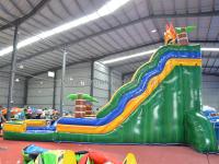 China 32ft Jumbo Palm Tree Inflatable Sun Water Slide with Kids Play Pool and Bounce Slide for sale