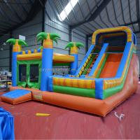 China Castle Rental Palm Tree Inflatable Bouncy Castle with Slide Pool CE/EN71/EN14960 Certified for sale