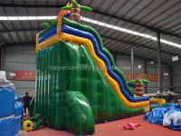 China 32ft Jumbo Palm Tree Inflatable Sun Water Slide with Kids Play Pool and Bounce Slide for sale
