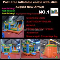 China Castle Rental Palm Tree Inflatable Bouncy Castle with Slide Pool CE/EN71/EN14960 Certified for sale