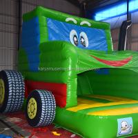 China Kids Indoor Outdoor Bungee Trampoline Inflatable Bouncy Castle Jumper Green Tractor for sale