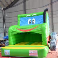 China Kids Indoor Outdoor Bungee Trampoline Inflatable Bouncy Castle Jumper Green Tractor for sale