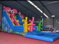 China Backyard Kids Party Trampoline Inflatable Cute Octopus Water Slide and Kids Play Pool for sale