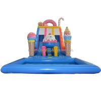 China Commercial Party Rental Water Slide with Children's Paddling Pool in Ice-Cream Pink for sale
