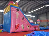 China Commercial Party Rental Water Slide with Children's Paddling Pool in Ice-Cream Pink for sale