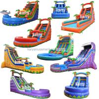 China Custom Size Inflatable Water Palm Tree Slide with Kids Play Pool Bouncing Jumping Water Slides PVC Better for sale