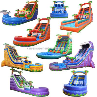 China Custom Size Inflatable Water Palm Tree Slide with Kids Play Pool Bouncing Jumping Water Slides PVC Better for sale