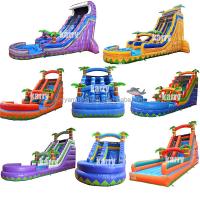 China Custom Size Inflatable Water Palm Tree Slide with Kids Play Pool Bouncing Jumping Water Slides PVC Better for sale