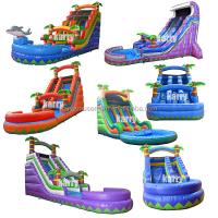 China Custom Size Inflatable Water Palm Tree Slide with Kids Play Pool Bouncing Jumping Water Slides PVC Better for sale