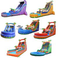 China Custom Size Inflatable Water Palm Tree Slide with Kids Play Pool Bouncing Jumping Water Slides PVC Better for sale
