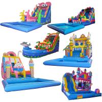 China Candy Theme Inflatable Water Slide with Children's Play Pool and Max Capacity 100-500kg for sale