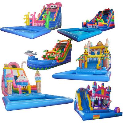 China Candy Theme Inflatable Water Slide with Children's Play Pool and Max Capacity 100-500kg for sale