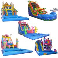 China Candy Theme Inflatable Water Slide with Children's Play Pool and Max Capacity 100-500kg for sale