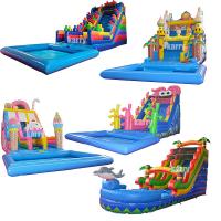 China Candy Theme Inflatable Water Slide with Children's Play Pool and Max Capacity 100-500kg for sale