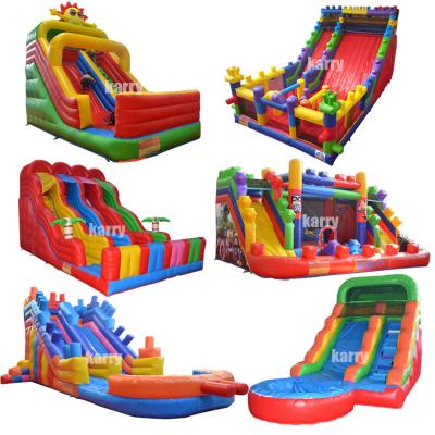 China Customized Color Building Block Slide Inflatable Wet and Dry Jumping Slide for Outdoor Fun for sale