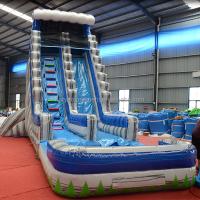 China High Capacity 29ft Commercial Backyard Gray Marble Inflatable Water Slide with Pool for sale