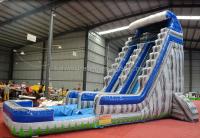China High Capacity 29ft Commercial Backyard Gray Marble Inflatable Water Slide with Pool for sale