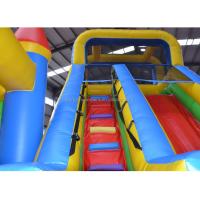 China Features PORTABLE PVC Red N Blue Inflatable Castle with Pool N Slide Bouncer House for sale