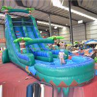 China 29ft Tropical Jump Waterslide Pool Commercial Backyard Big Palm Water Slide with Pool for sale