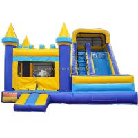 China Customized Color Inflatable Bouncy Castle with Slide Classic Blue and Yellow for sale