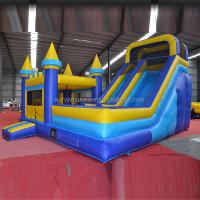China Customized Color Inflatable Bouncy Castle with Slide Classic Blue and Yellow for sale