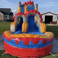 China Air Shipping Inflatable Lava Rush Theme Water Slide with Pool and Arch for sale