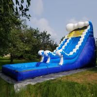 China Spray Blue Water Slide Outdoor Games Large Jumping Slide for Outdoor Fun for sale