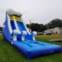 China Spray Blue Water Slide Outdoor Games Large Jumping Slide for Outdoor Fun for sale