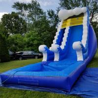 China Spray Blue Water Slide Outdoor Games Large Jumping Slide for Outdoor Fun for sale