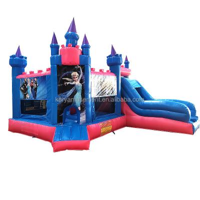 China Indoor Play Large Inflatable Bounce House Games with Princess Frozen Theme and Slide for sale