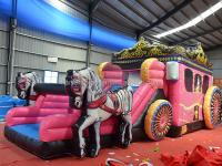China Best PVC Princess Carriage Bouncer House Combo Inflatable Bounce Slide Pink with Blower for sale