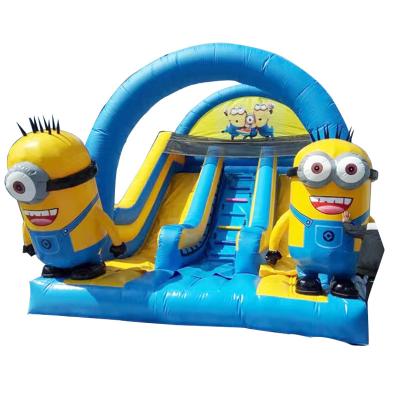 China Customized Outdoor Double Lane Min-ions Inflatable Bouncer Slide with Dry-Wet Option for sale