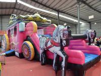 China Best PVC Princess Carriage Bouncer House Combo Inflatable Bounce Slide Pink with Blower for sale