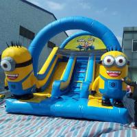 China Customized Outdoor Double Lane Min-ions Inflatable Bouncer Slide with Dry-Wet Option for sale