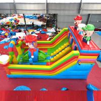 China Kids Outdoor Playground Mario Theme Air Trampoline Inflatable Bouncy Castle with Slide for sale