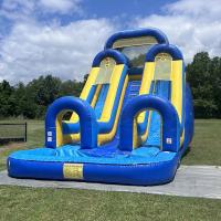China Big Kids Splash Pool Fun PVC Double Lane Water Slide Inflatable with Customized Size for sale