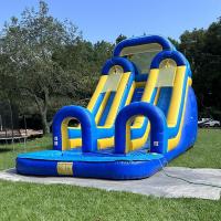 China Big Kids Splash Pool Fun PVC Double Lane Water Slide Inflatable with Customized Size for sale
