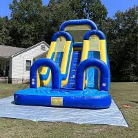 China Big Kids Splash Pool Fun PVC Double Lane Water Slide Inflatable with Customized Size for sale