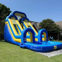 China Big Kids Splash Pool Fun PVC Double Lane Water Slide Inflatable with Customized Size for sale
