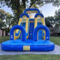 China Big Kids Splash Pool Fun PVC Double Lane Water Slide Inflatable with Customized Size for sale