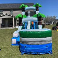 China Adult Size Inflatables Jumper PVC Inflatable Air Jumping Slides Combo with Splash Pool for sale