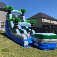 China Adult Size Inflatables Jumper PVC Inflatable Air Jumping Slides Combo with Splash Pool for sale