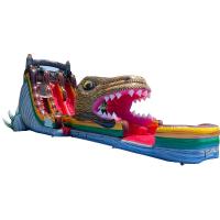 China Customized PVC Inflatable Jumping Slide Jurassic Dinosaur Theme Water Slide with Pool for sale