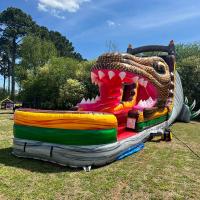 China Customized PVC Inflatable Jumping Slide Jurassic Dinosaur Theme Water Slide with Pool for sale