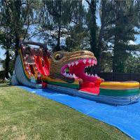 China Customized PVC Inflatable Jumping Slide Jurassic Dinosaur Theme Water Slide with Pool for sale