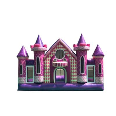China Outdoor Playground Custom PVC Inflatable Pink Castle Backdrop for Birthday/Wedding Party for sale