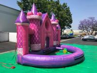 China Outdoor Playground Custom PVC Inflatable Pink Castle Backdrop for Birthday/Wedding Party for sale