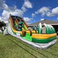 China Max Capacity 100-500kg Large Jumping Jungle Dino Water Slide for Commercial Rental for sale