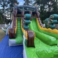 China Unleash Your Imagination Tropical Jungle Dino Theme Water Slide with Splash Pool Fun for sale