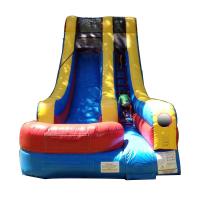 China Commercial Occasion Blue and Yellow Jumper Inflatable Water Slide with Splash Pool for sale